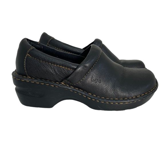boc | Shoes | Boc Born Concept Peggy Black Leather Slip On Clogs Size ...